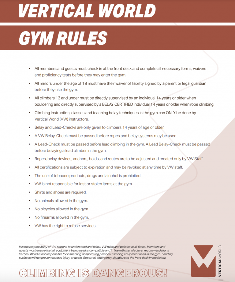 Rules, Policies, and Guidelines | Seattle Vertical World